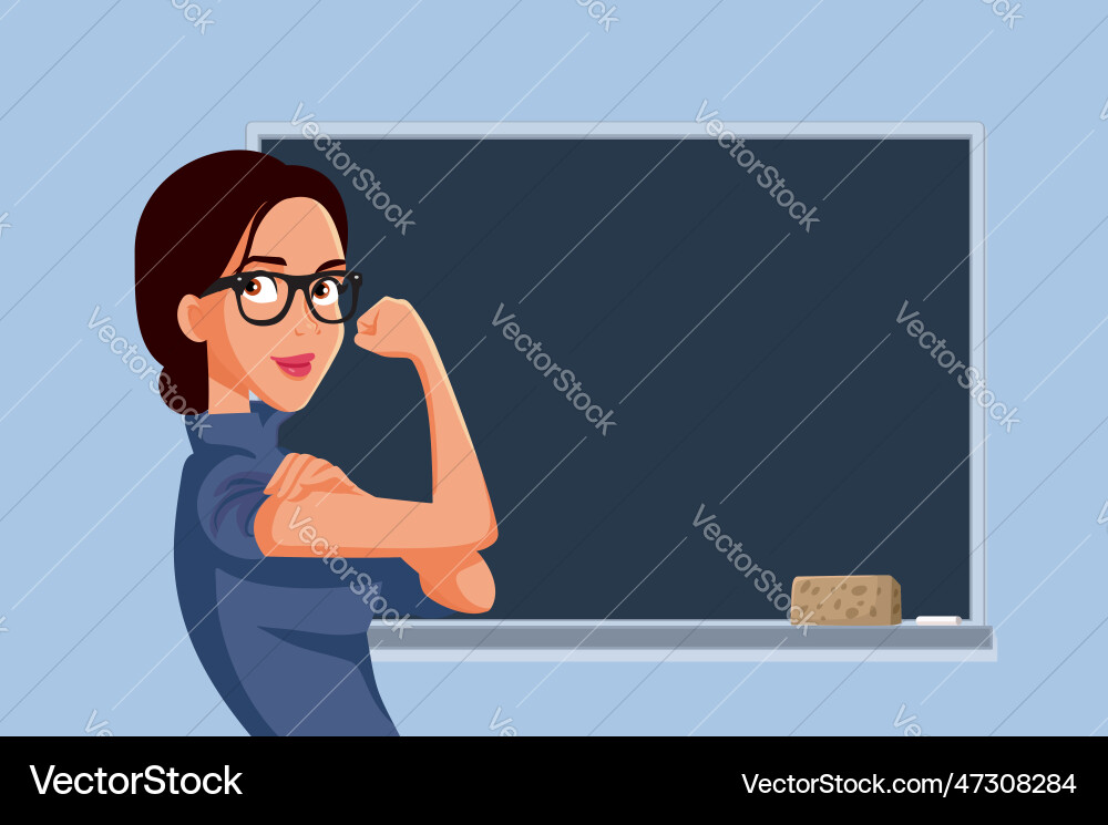 Powerful teacher showing her strength cartoon Vector Image