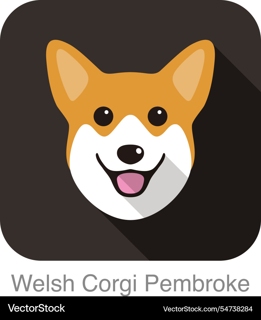 Welsh corgi pembroke face flat icon design Vector Image