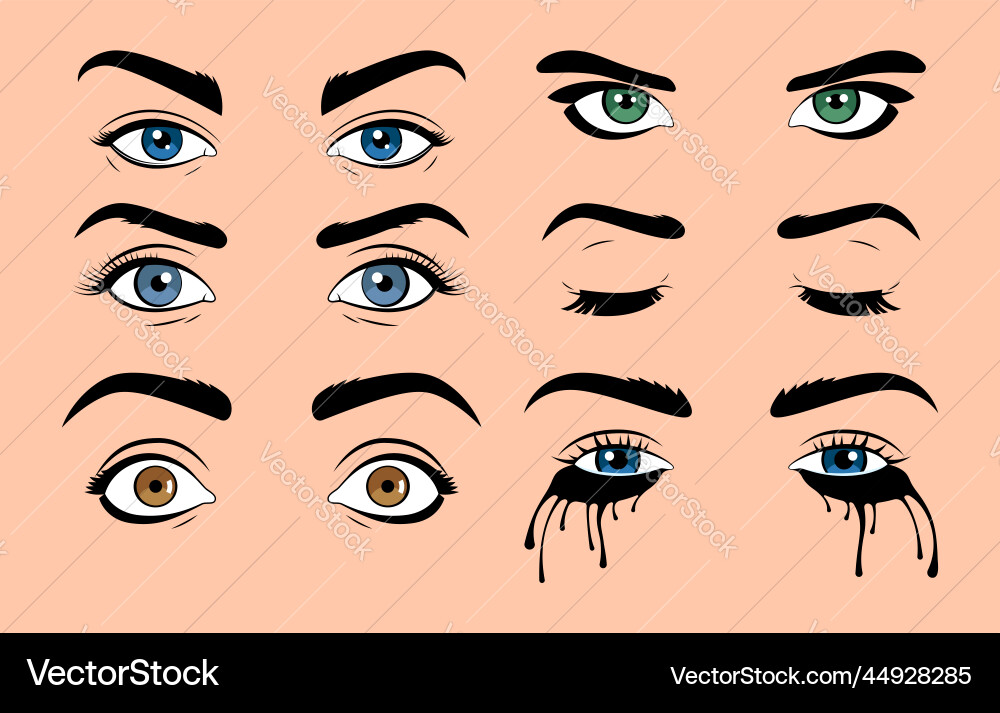 Beautiful cartoon female eyes Royalty Free Vector Image