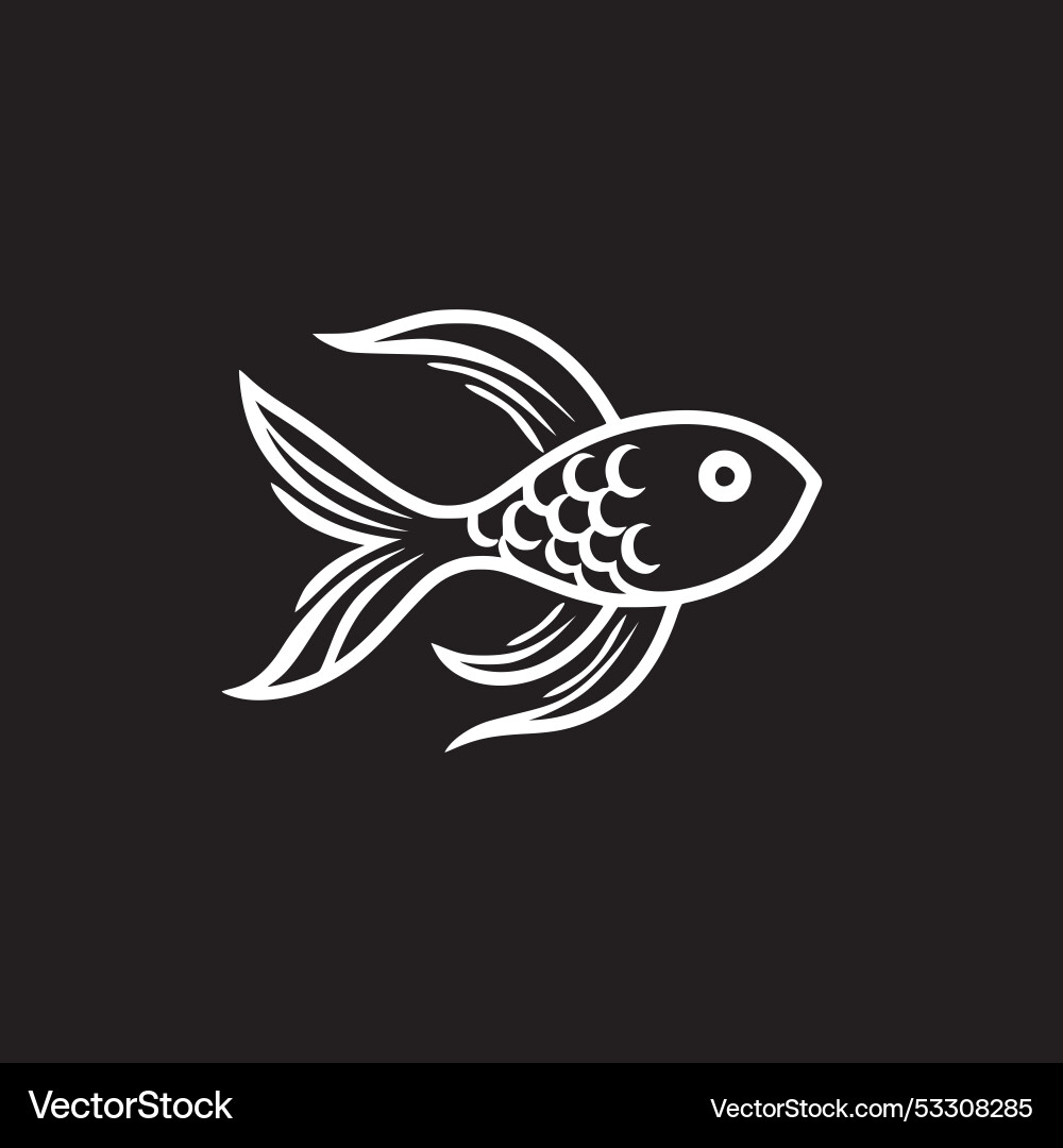 Goldfish - black and white Royalty Free Vector Image