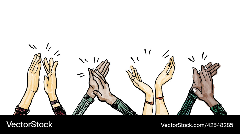 Hand drawn of hands clapping ovation applause Vector Image