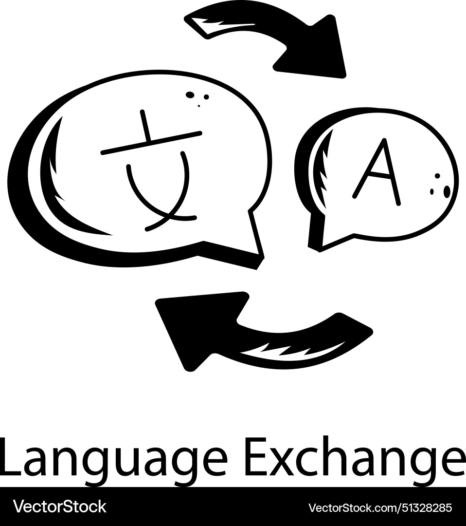 Language exchange Royalty Free Vector Image - VectorStock