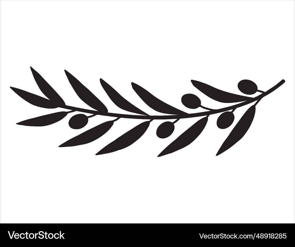 Olive branch silhouette art Royalty Free Vector Image