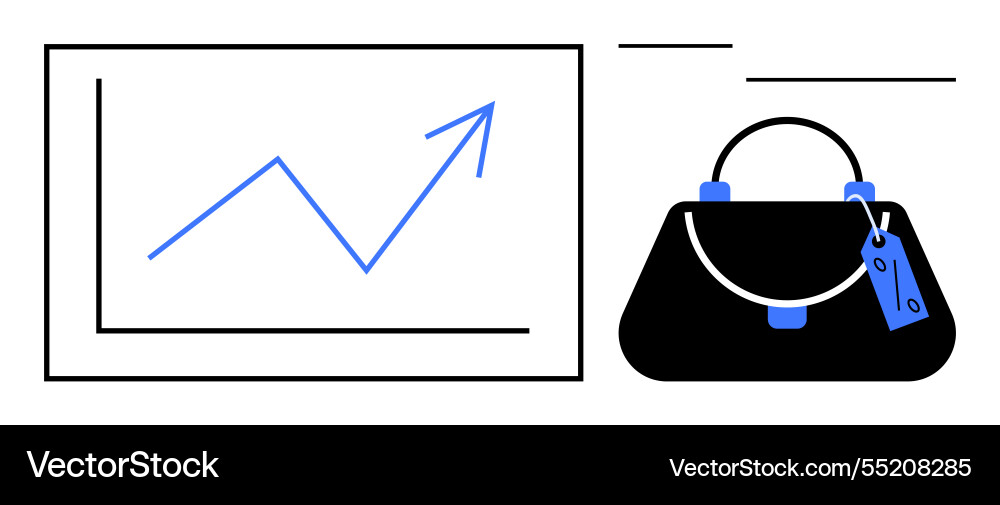 Rising sales chart with handbag displaying growth Vector Image