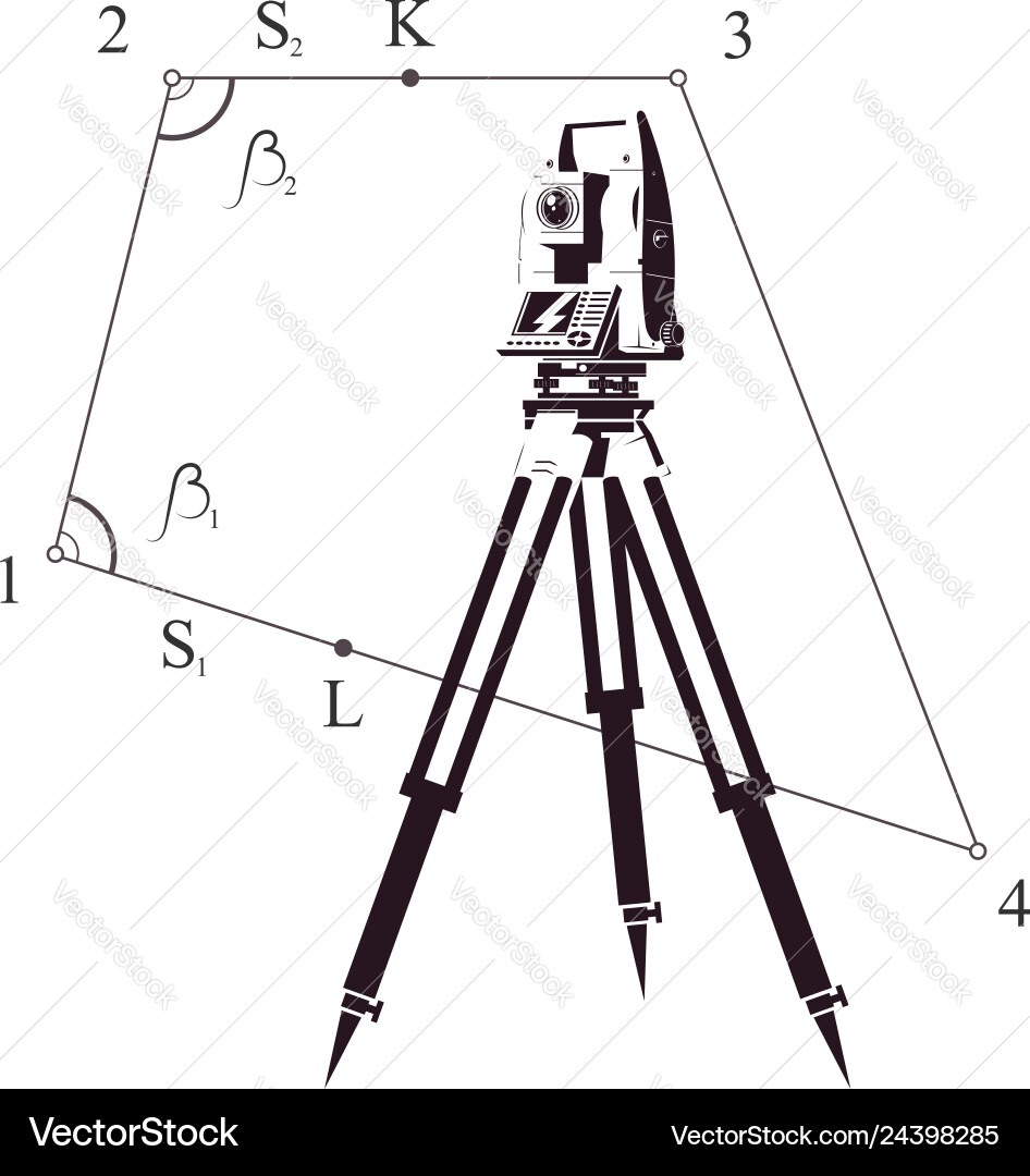 Total station and measurement plan Royalty Free Vector Image