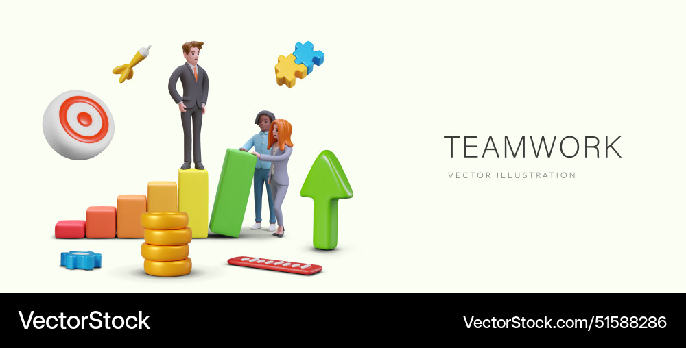 Cartoon style teamwork concept employees perform Vector Image