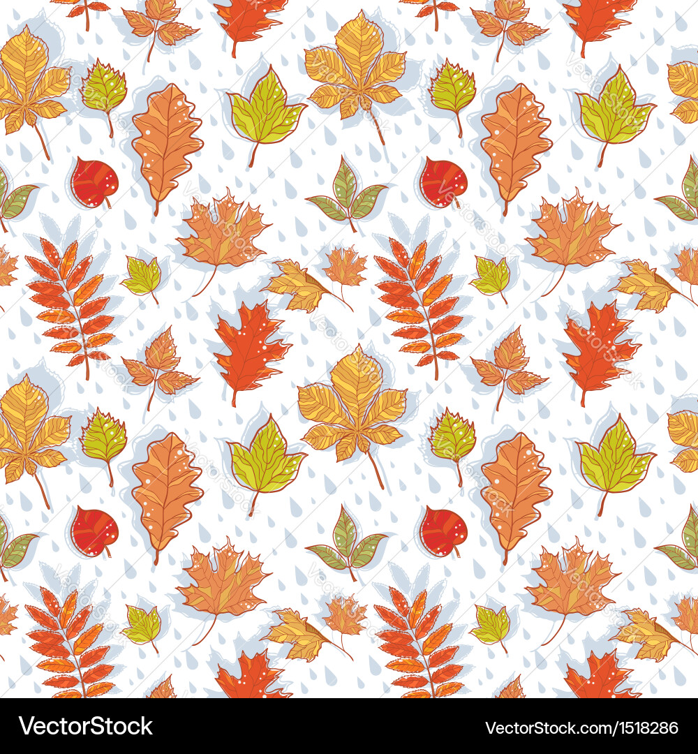 Colorful Autumn Leaves Pattern Royalty Free Vector Image