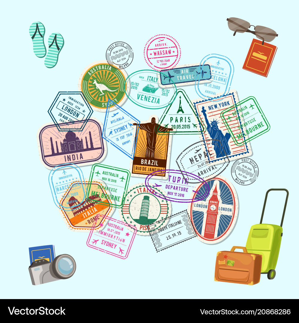 Concept with post marks Royalty Free Vector Image