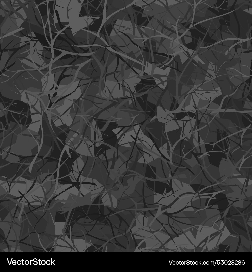 Dark grayscale military leaves repeating Vector Image