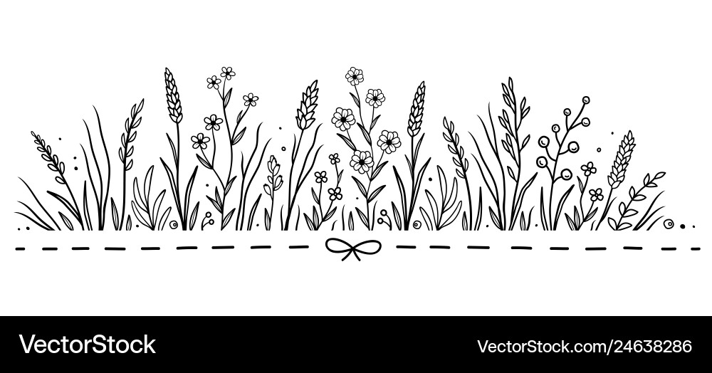 Floral Herb Pattern - Botanical Illustration Vector Image