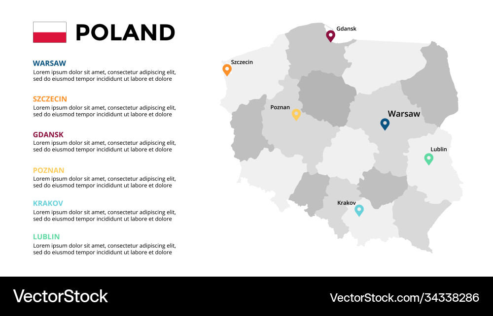 Poland Map Infographic Template Royalty Free Vector Image