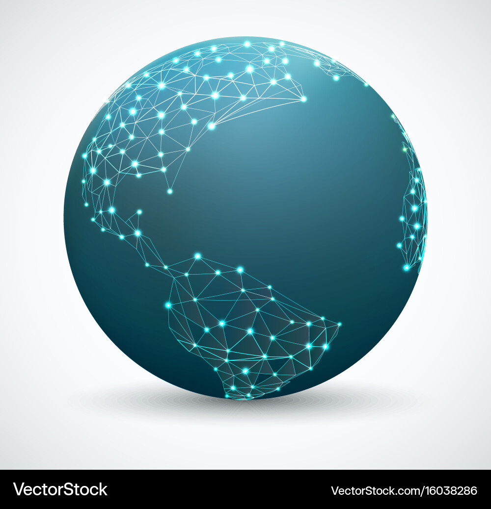 Polygonal World Globe Network Royalty Free Vector Image