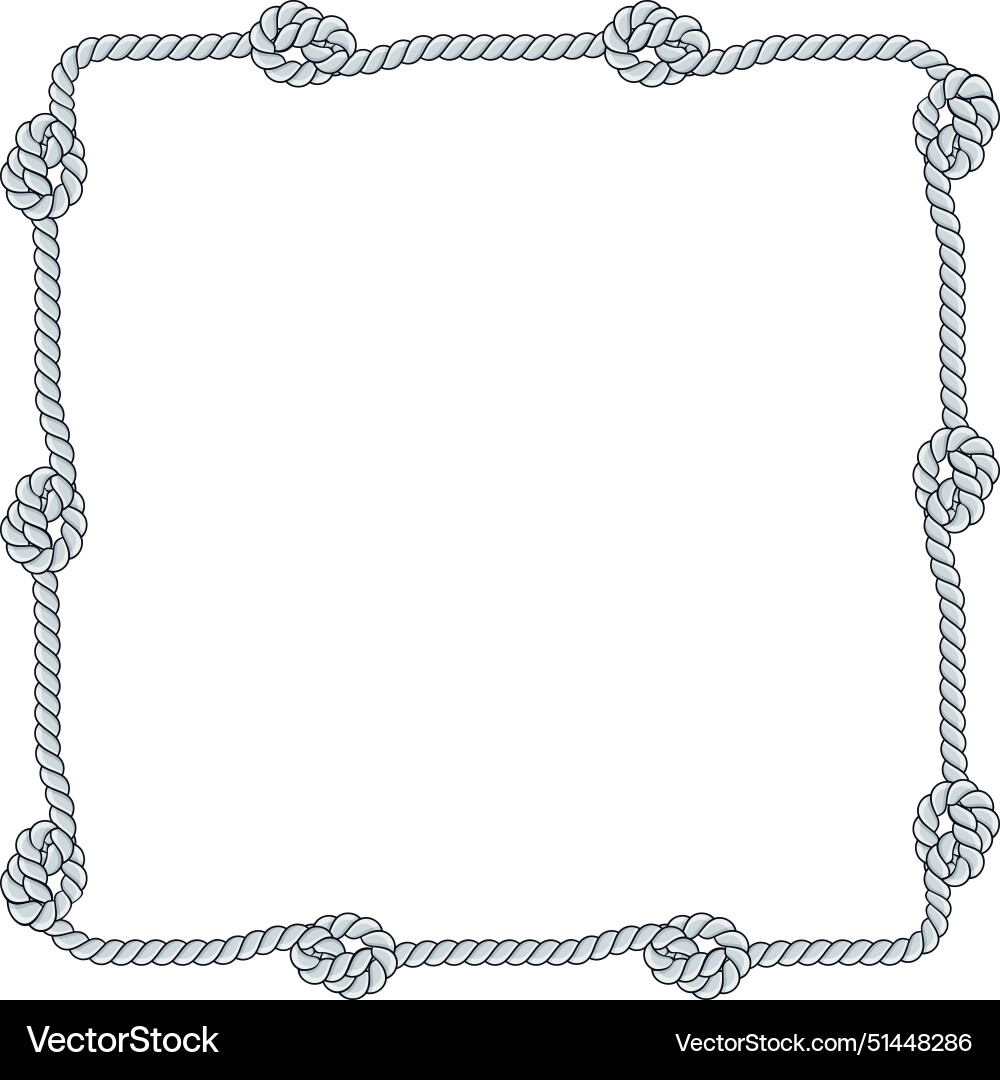 Square rope frame isolated on white background Vector Image