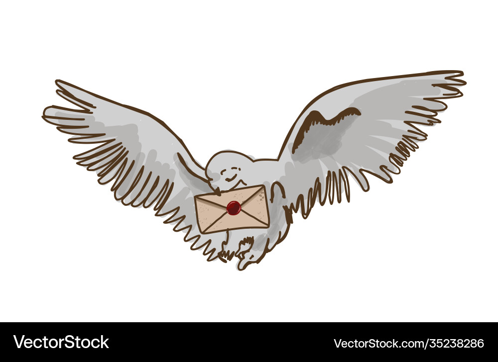 White Owl Postman - Letter Magic Royalty Free Vector Image