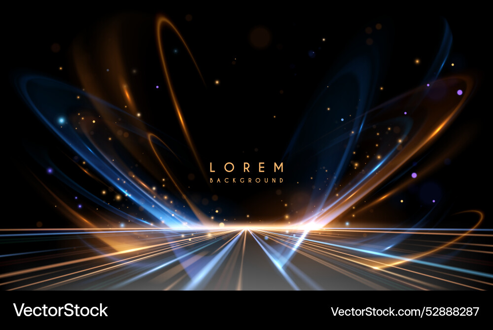 Abstract blue and gold motion light effect Vector Image