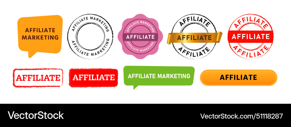 Affiliate rectangle circle stamp an speech bubble Vector Image