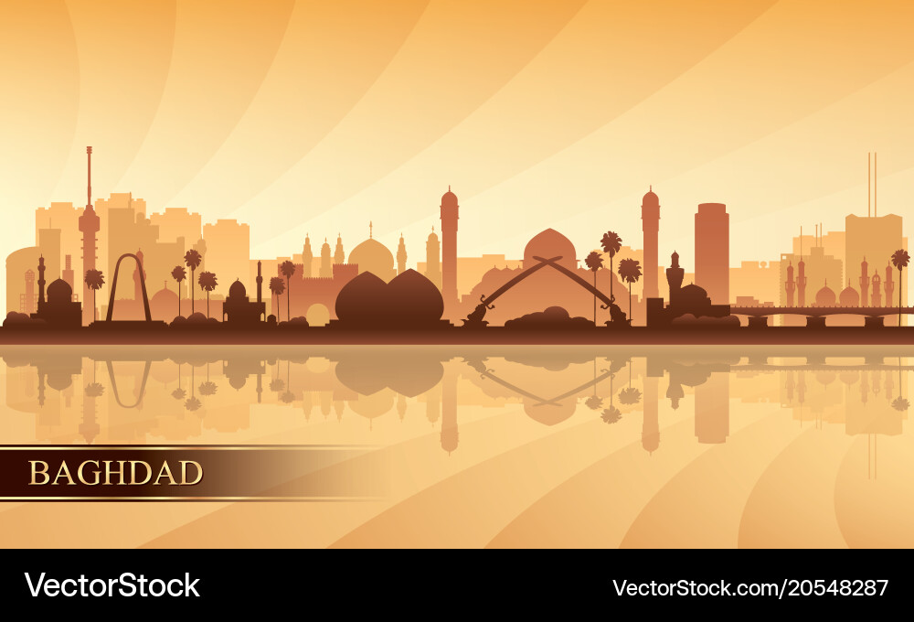Baghdad city skyline silhouette background Vector Image
