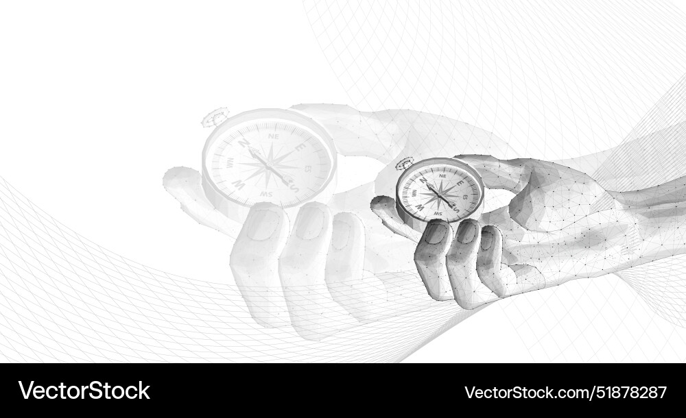 Compass in digital hand business strategic Vector Image