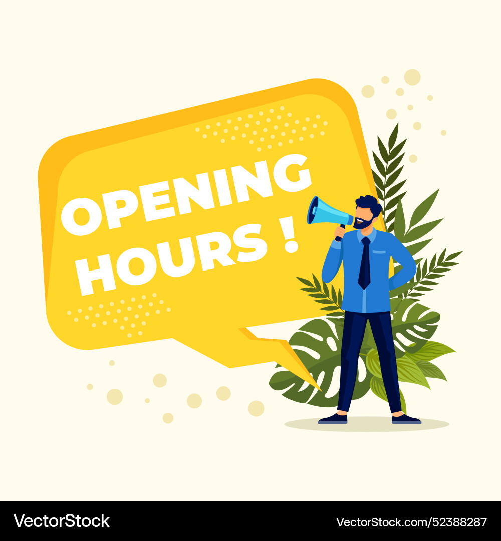 Creative flat design new opening hours sign Vector Image