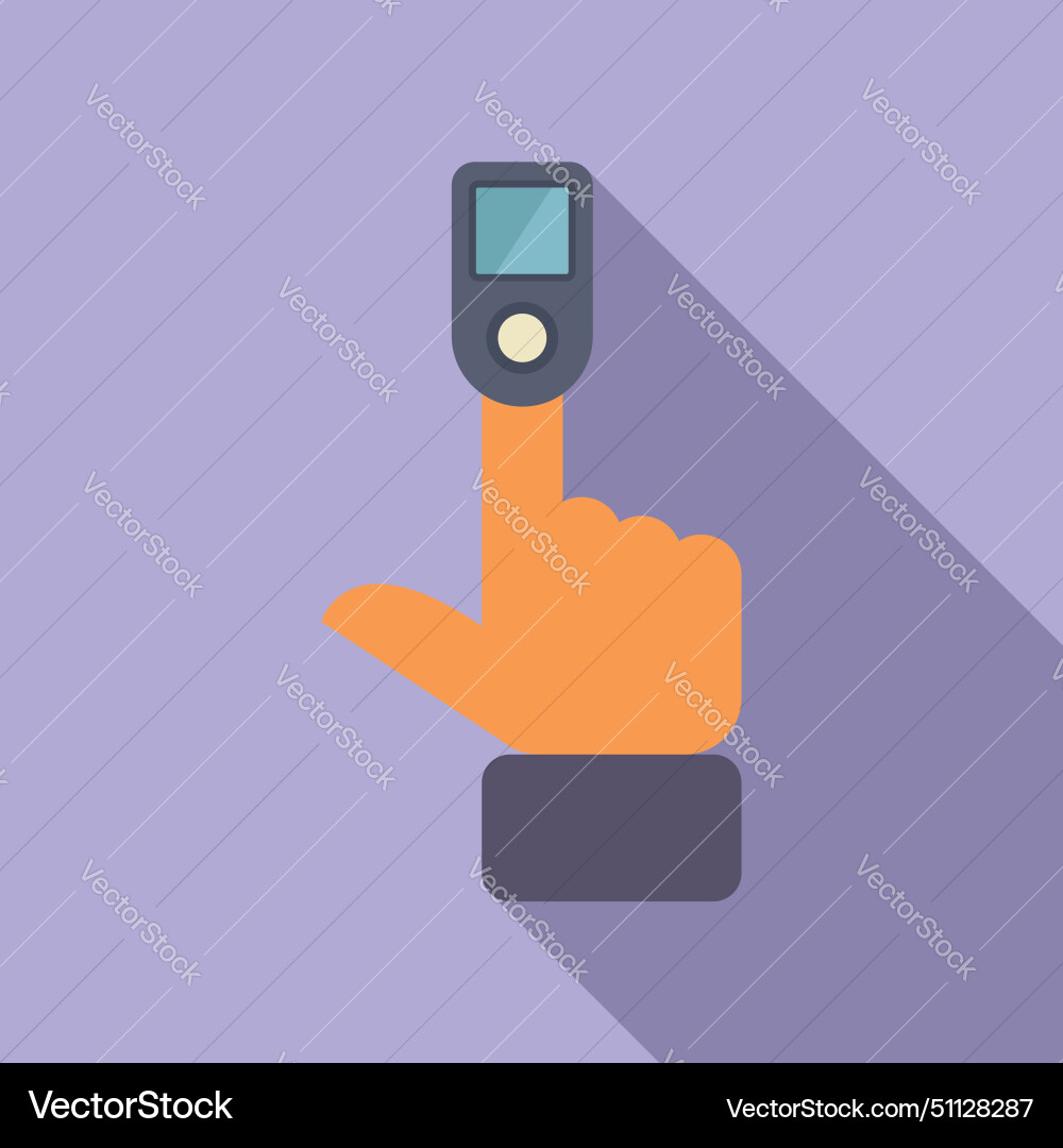 Finger blood pressure checker icon flat Royalty Free Vector