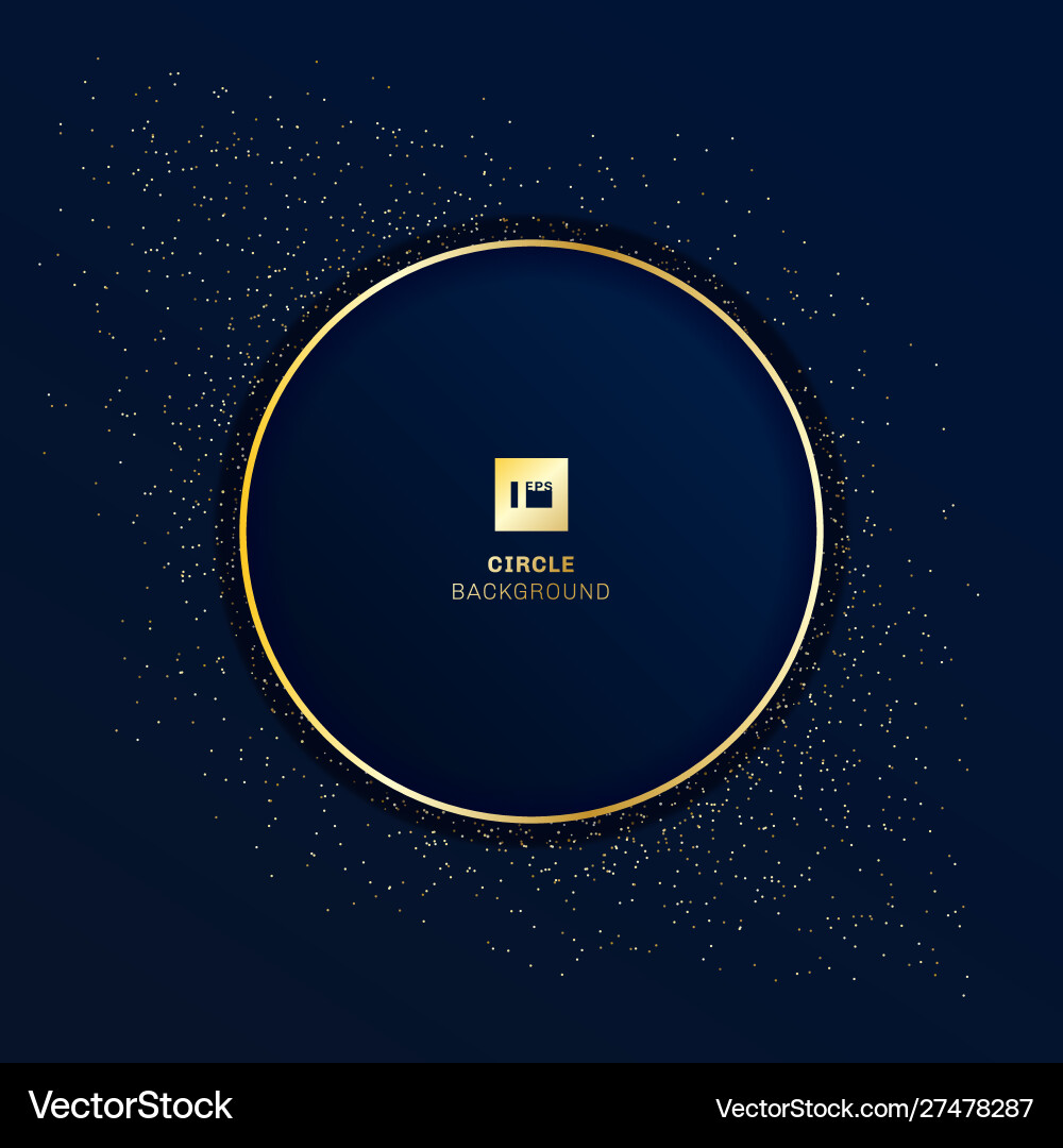Gold round badge on dark blue background Vector Image