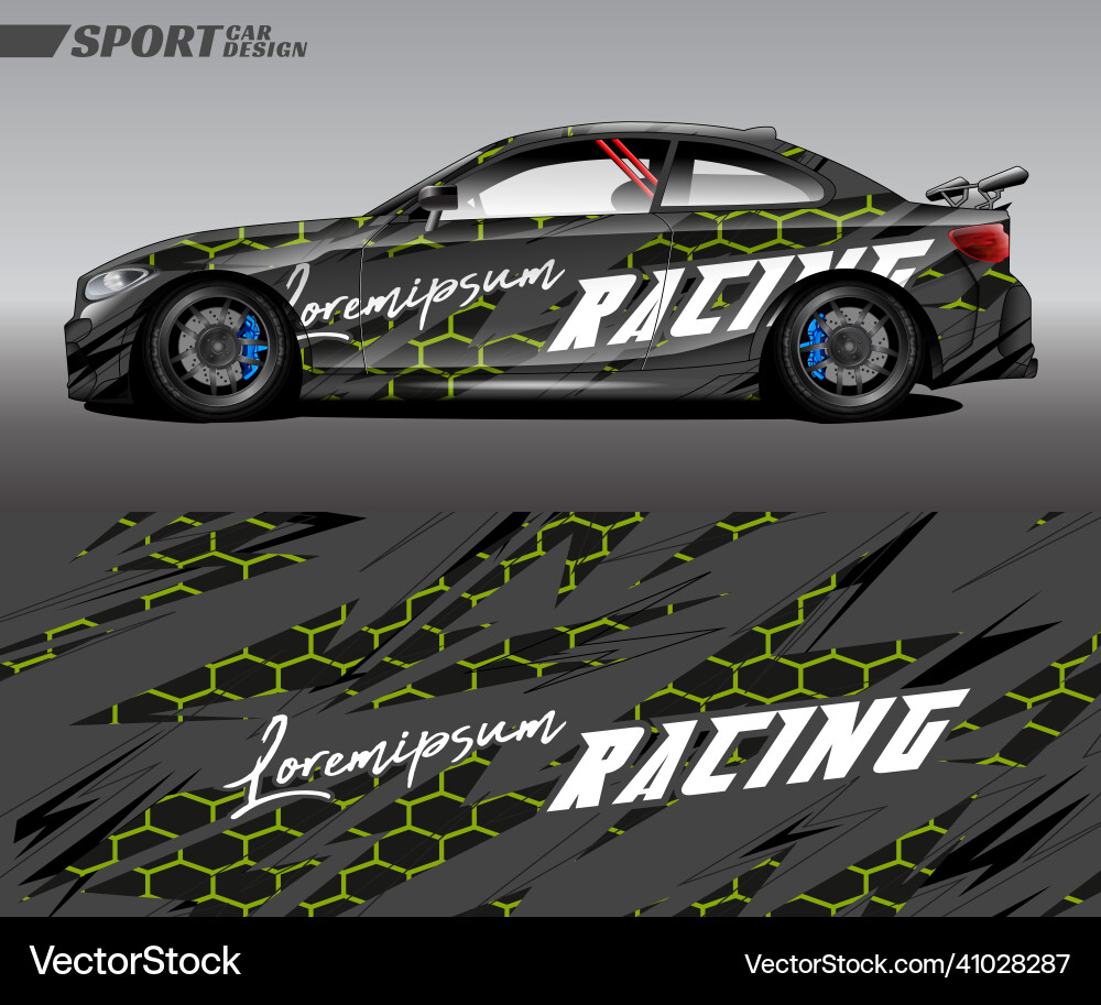 Racing car wrap design with special texture style Vector Image