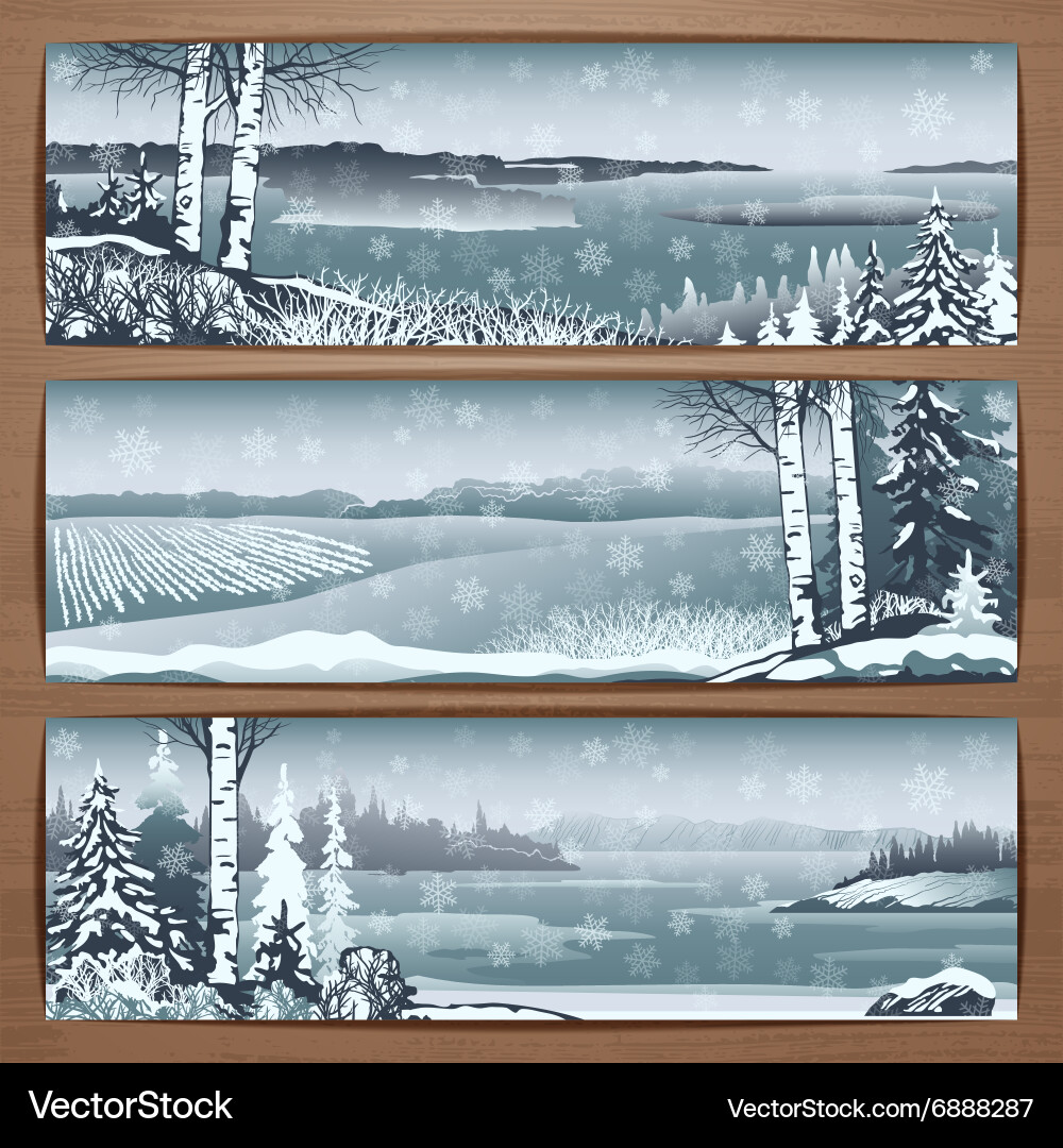 Snowy banners 1 Royalty Free Vector Image - VectorStock
