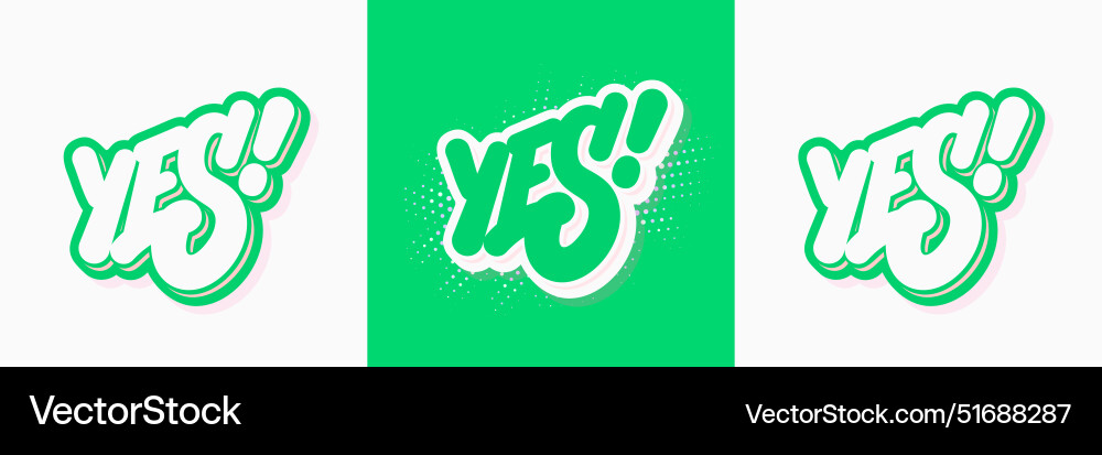 Yes word handwritten lettering banners set Vector Image