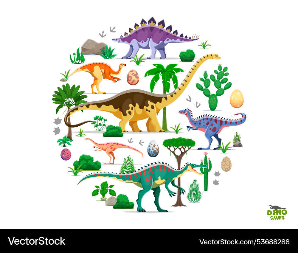 Cartoon prehistoric dinosaur characters Royalty Free Vector