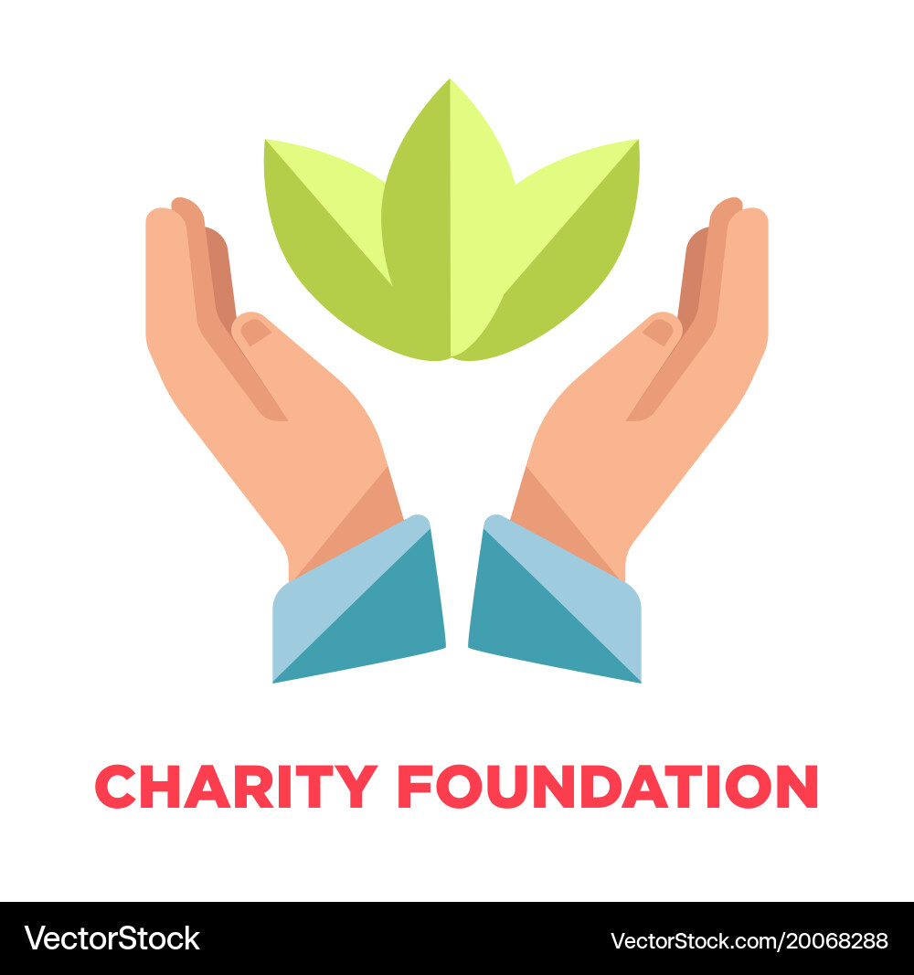 Charity foundation promotional logotype with open Vector Image