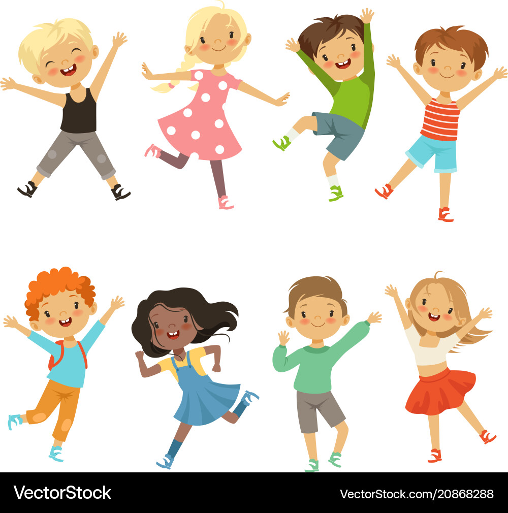 Cheerful Kids in Action Royalty Free Vector Image
