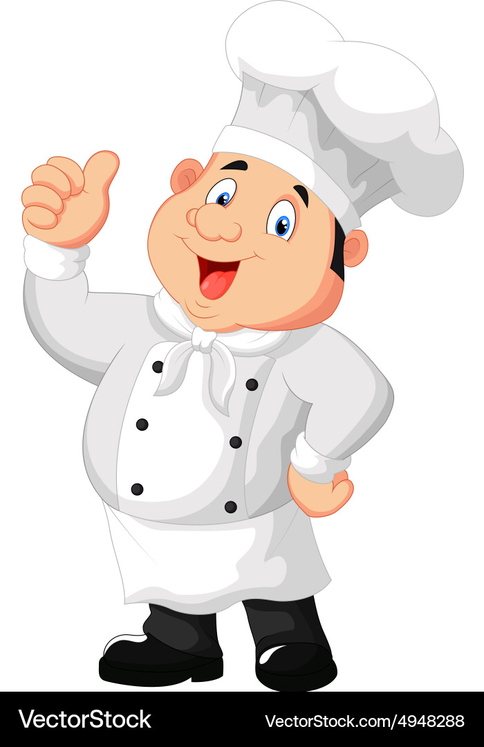 Chef cartoon giving thumb up Royalty Free Vector Image