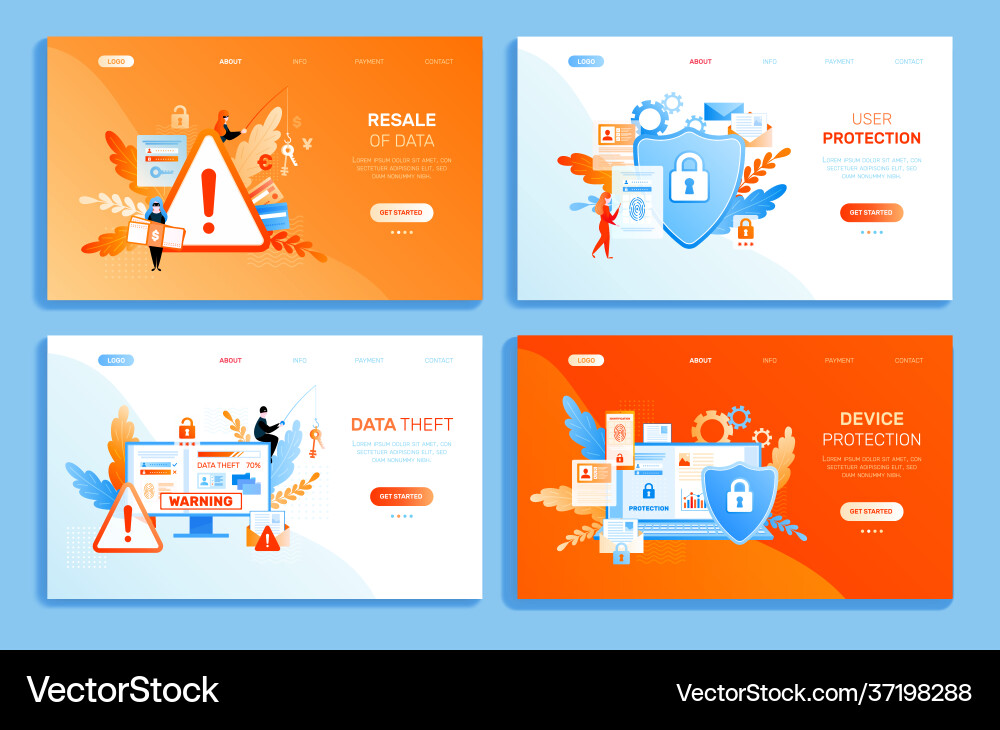 Data privacy horizontal banners Royalty Free Vector Image