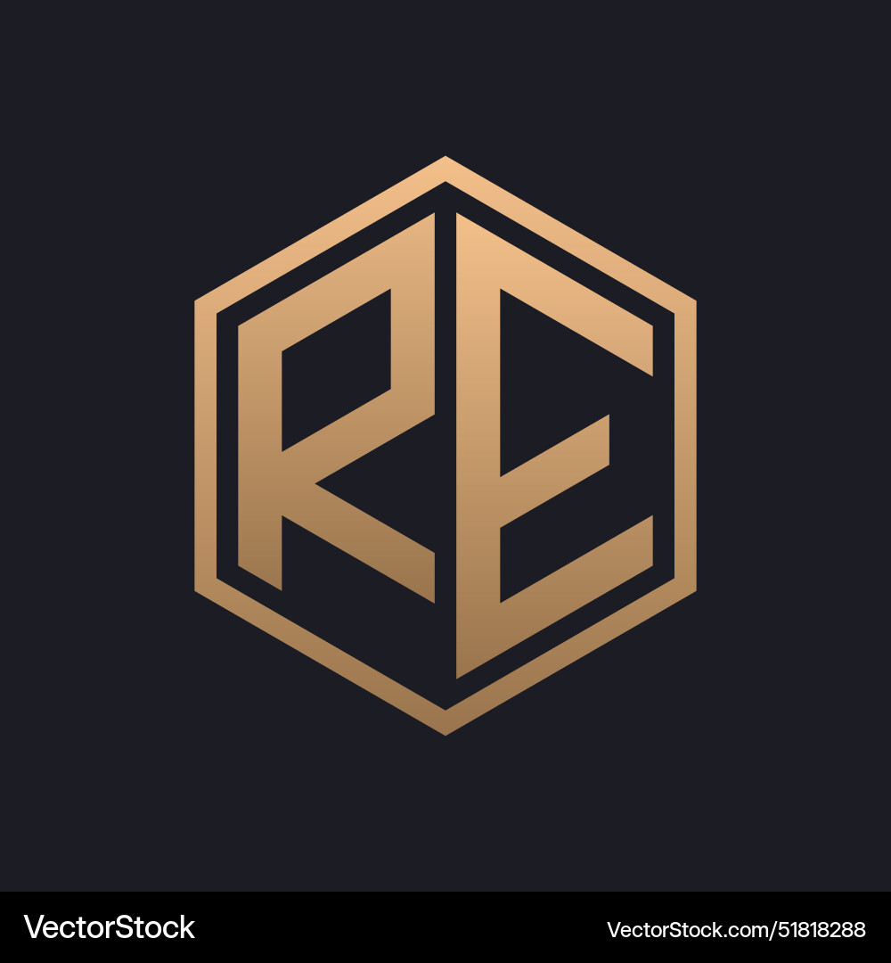 Elegant hexagon letter re logo design initial Vector Image