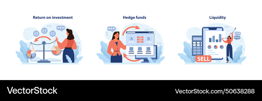 Finance set flat Royalty Free Vector Image - VectorStock