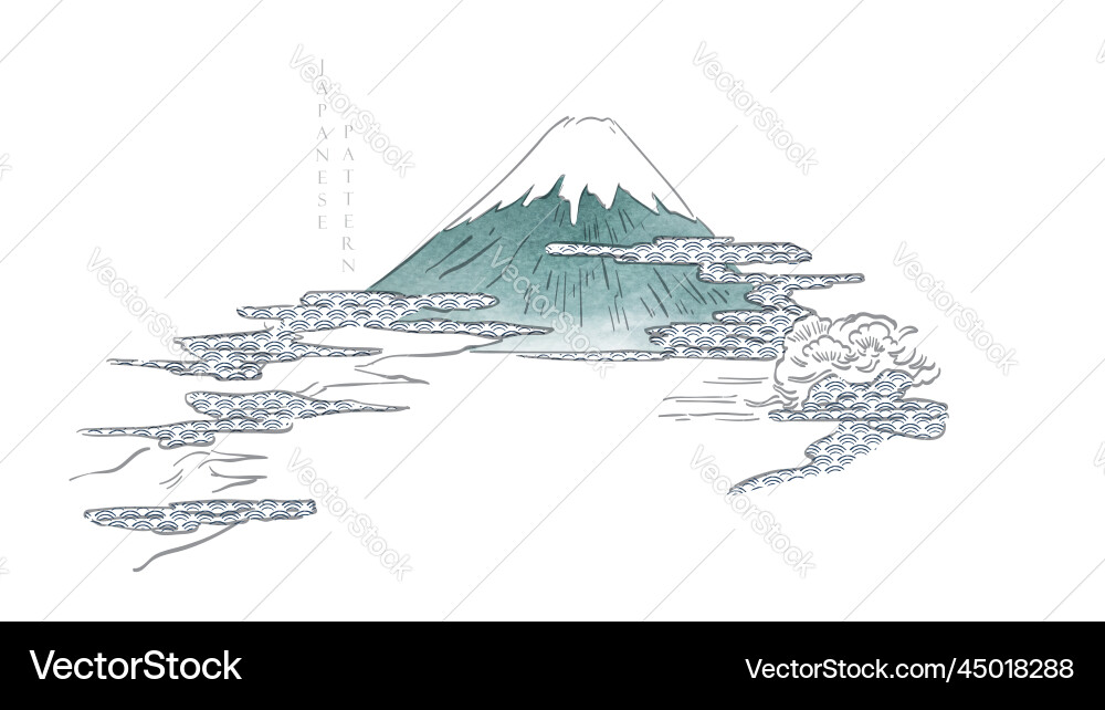 Fuji mountain landscape layout design with hand Vector Image