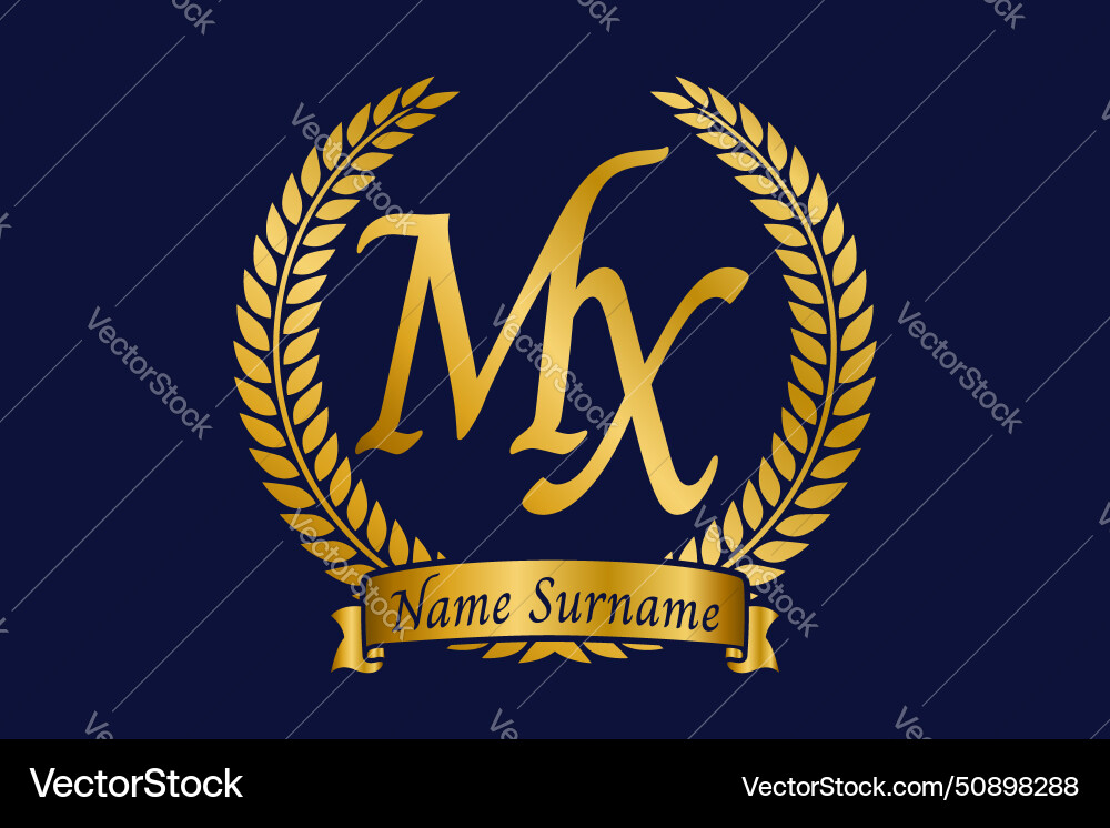 Initial letter m and x mx monogram logo design Vector Image