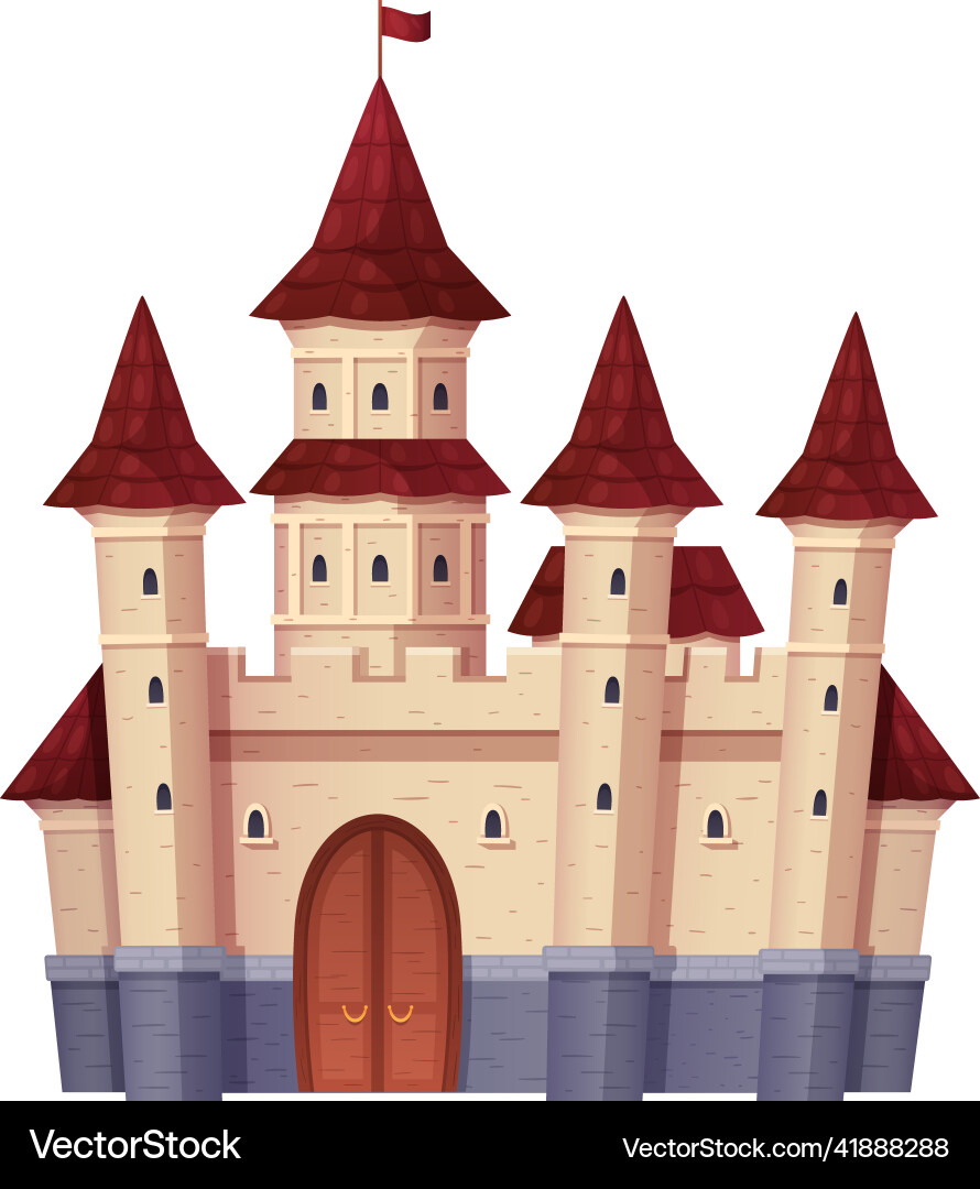 Medieval castle cartoon composition Royalty Free Vector