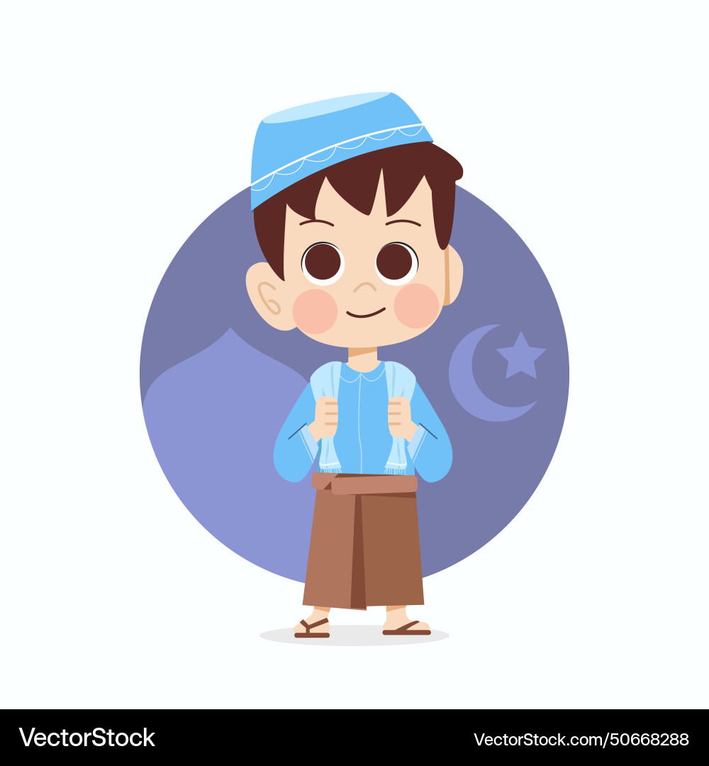 Moslem boy cartoon Royalty Free Vector Image - VectorStock