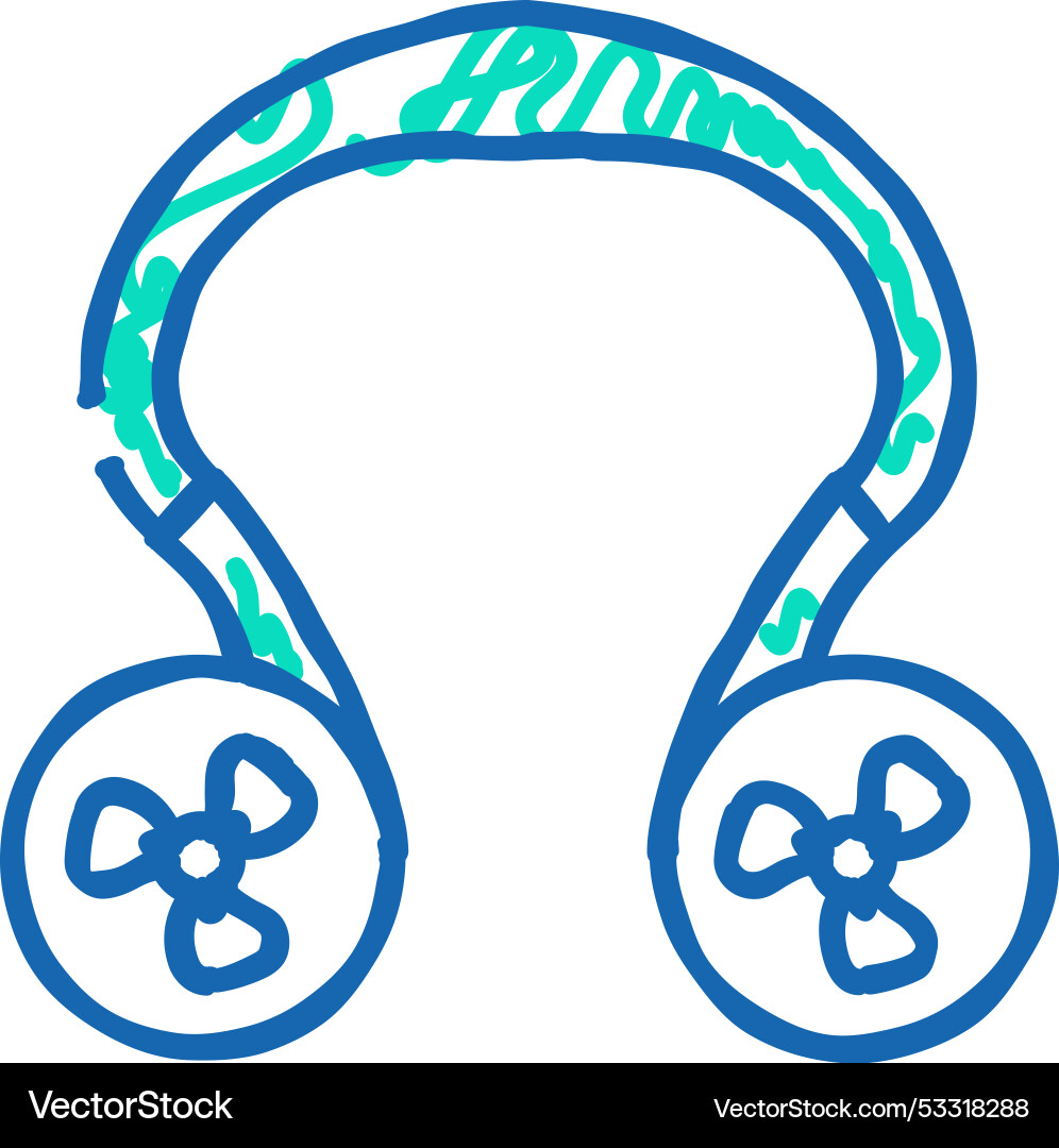 Neck fan icon doodle Royalty Free Vector Image