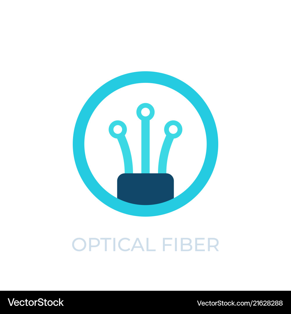 Optical fiber icon logo on white Royalty Free Vector Image
