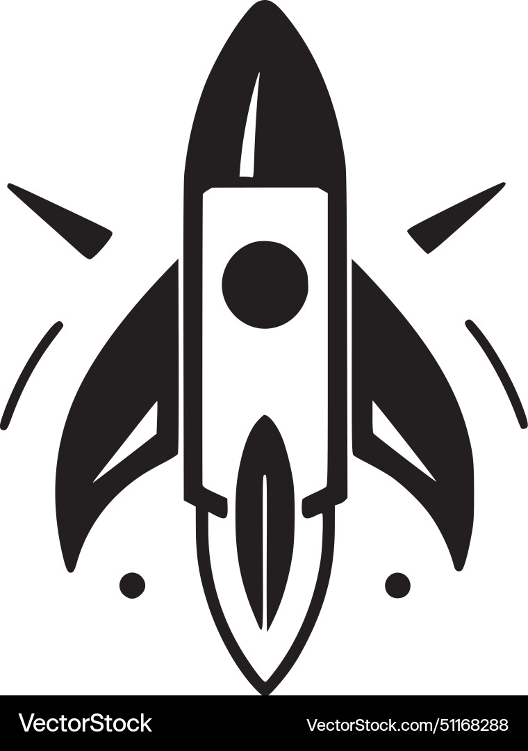 Rocket - black and white Royalty Free Vector Image