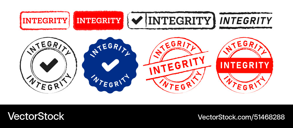 Rubber stamp and label sticker integrity sign Vector Image