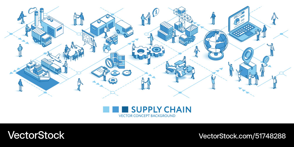 Supply chain global logistics isometric seamless Vector Image