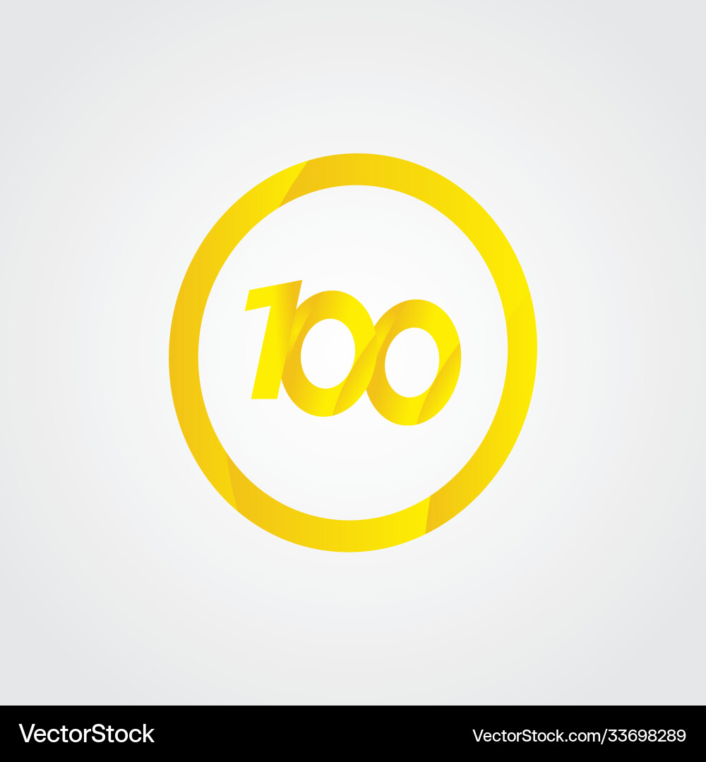 100 anniversary celebration circle yellow number Vector Image