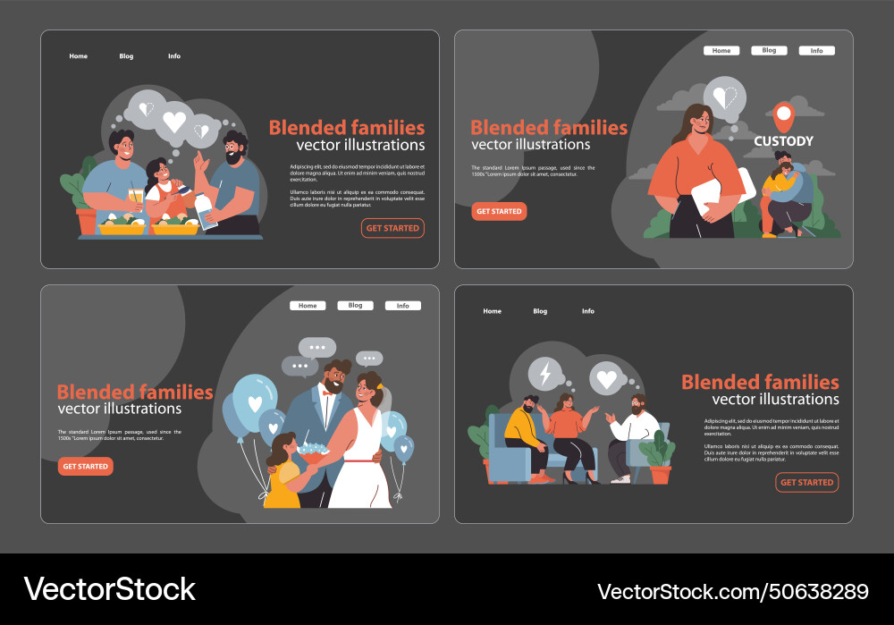 Blended families set Royalty Free Vector Image