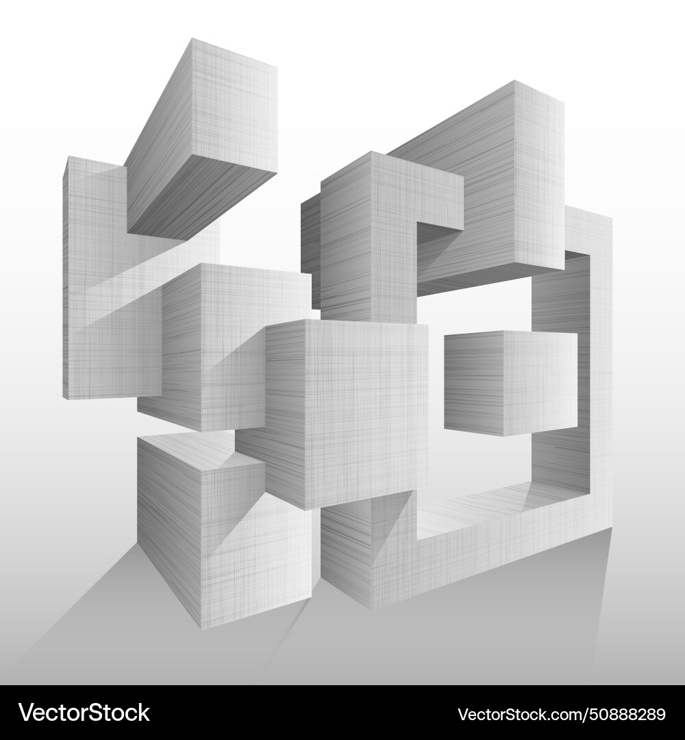 Drawn 3d geometric shapes Royalty Free Vector Image