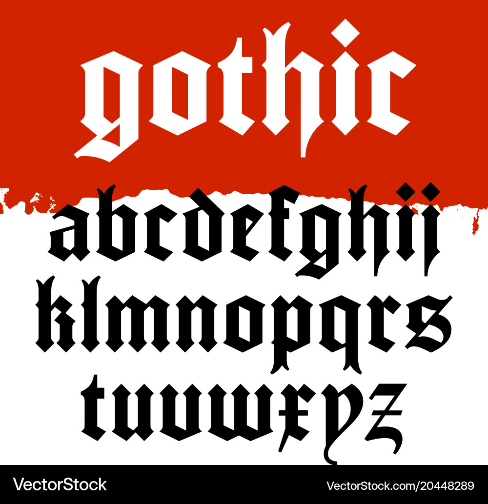 Gothic font 001 Royalty Free Vector Image - VectorStock