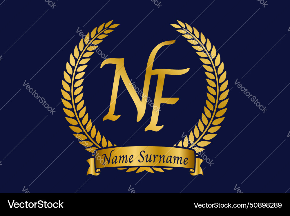 Initial letter n and f nf monogram logo design Vector Image