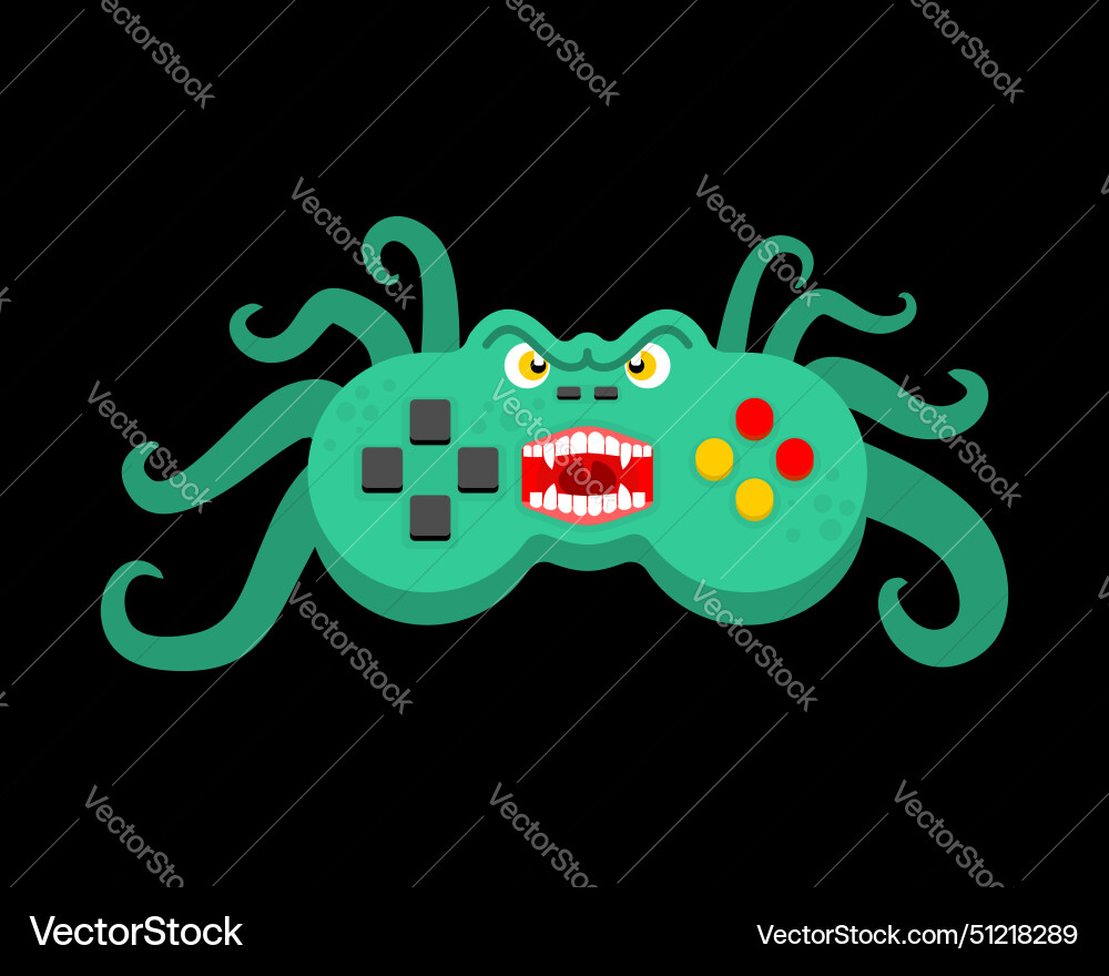 Joystick monster isolated gamepad green Royalty Free Vector